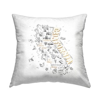 Stupell California State Landmarks Doodles Printed Outdoor Throw Pillow ...