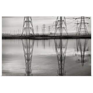 "Electricity Pylons reflected in Forth Estuary, Scotland." Poster Print ...