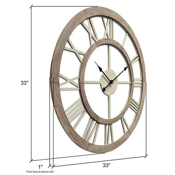 Elara Wood Modern Farmhouse Wall Clock - 33"H x 33"W x 1"D - Bed Bath ...