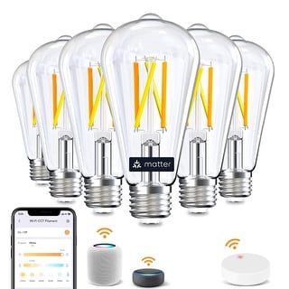 Matter Smart Edison Light Bulbs with Smart Button, ST58 Vintage Light ...