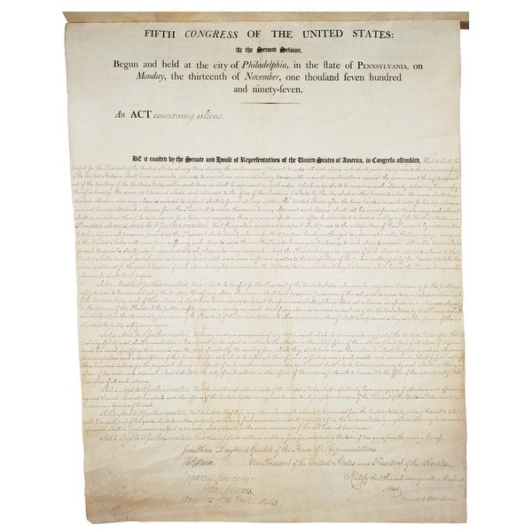 Alien And Sedition Acts Of 1798 Handwritten Document Dated July 6 1798 ...