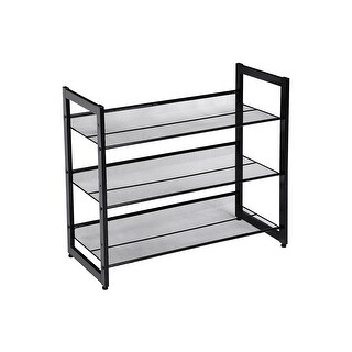 3-Tier Shoe Rack Storage, Metal Mesh, Flat or Angled Stackable Shoe ...
