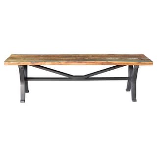 HomeRoots 66" Brown And Black Distressed Solid Wood Dining bench - 69 ...