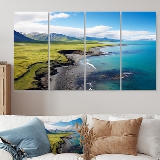 Designart "Beach Aerial View In Iceland IV" Beach & Ocean Extra Large ...