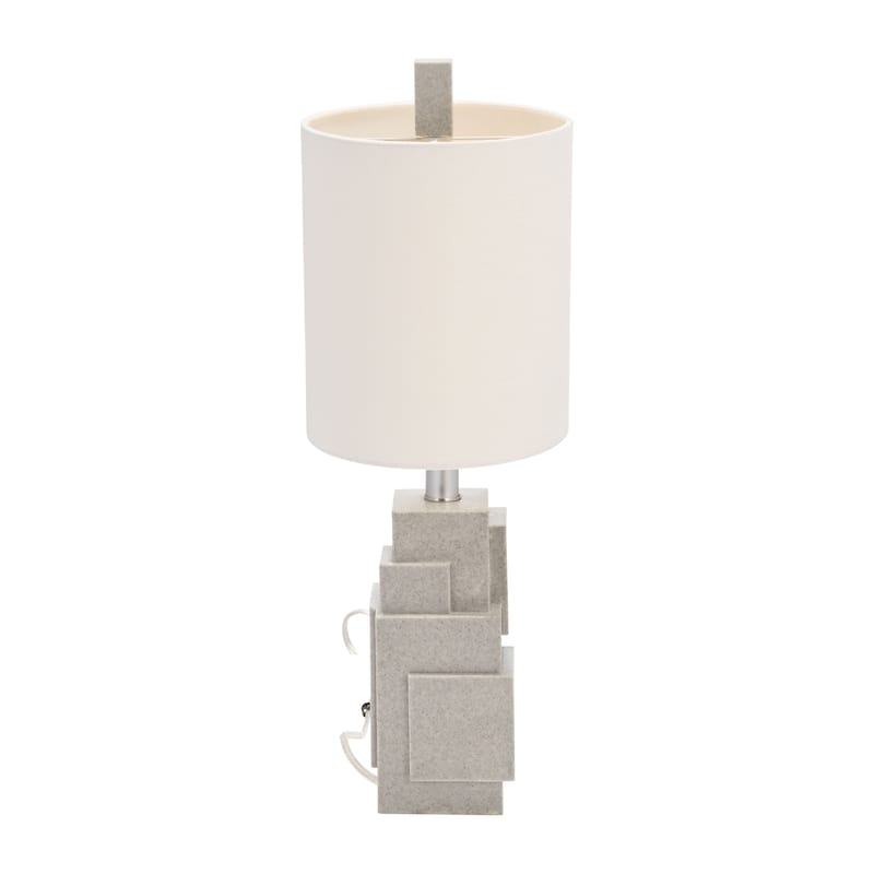 Sagebrook Home Modern Neutral 21" Block Table Lamp Contemporary Gray ...