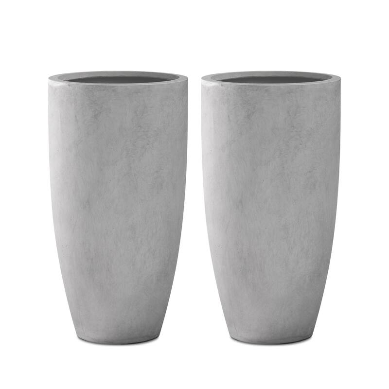 Plantara 24" H Tall Raw Concrete planter(Set of 2), Large Outdoor Plant ...