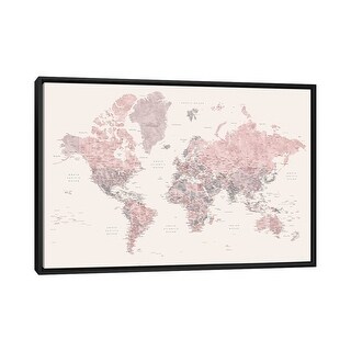 iCanvas "Detailed World Map, Madelia, In Dusty Pink, Grey And Cream" by ...