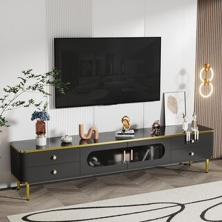 Entertainment Center for 75+ Inch TVs with Wavy Groove Design - Bed ...