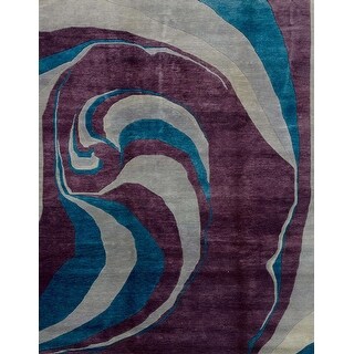 Ahgly Company Machine Washable Abstract Purple Lily Purple Area Rugs ...