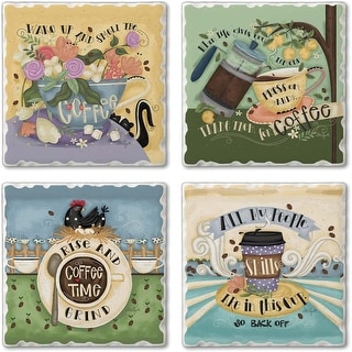 CounterArt Coffee Mood Multi-Image Absorbent Stone Tumbled Tile ...
