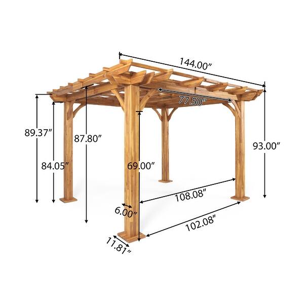 Doland Outdoor 12' x 10' Acacia Wood Pergola by Christopher Knight Home ...