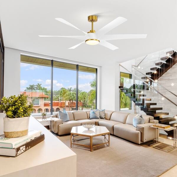 65-in Gold Large Indoor Ceiling Fan with Light Remote-6 blade - Bed Bath & Beyond - 39584251