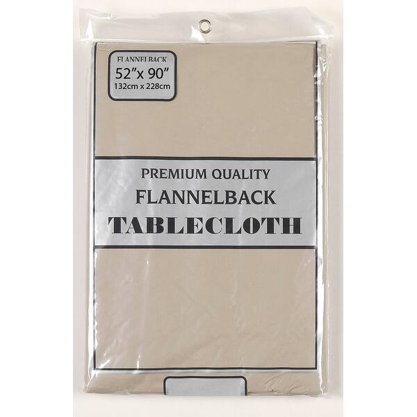52'' x 90,'' PEVA Tablecloth with Polyester Flannel Backing in Linen ...