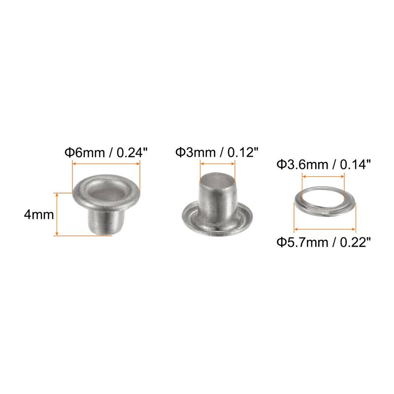 200set Grommets Kit Metal Eyelets 3mm Grommet for Shoes Clothes, Silver ...