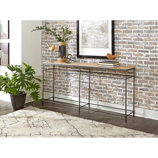 Fenway 74 Mango Solid Wood and Metal Sofa Console Table 74 inches long x 14 inches wide x 35.5 inches high On Sale Bed Bath Beyond 37434656
