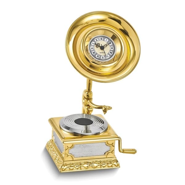 Curata Gold-Tone Mini Gramophone Desk Clock - Bed Bath & Beyond - 36207176