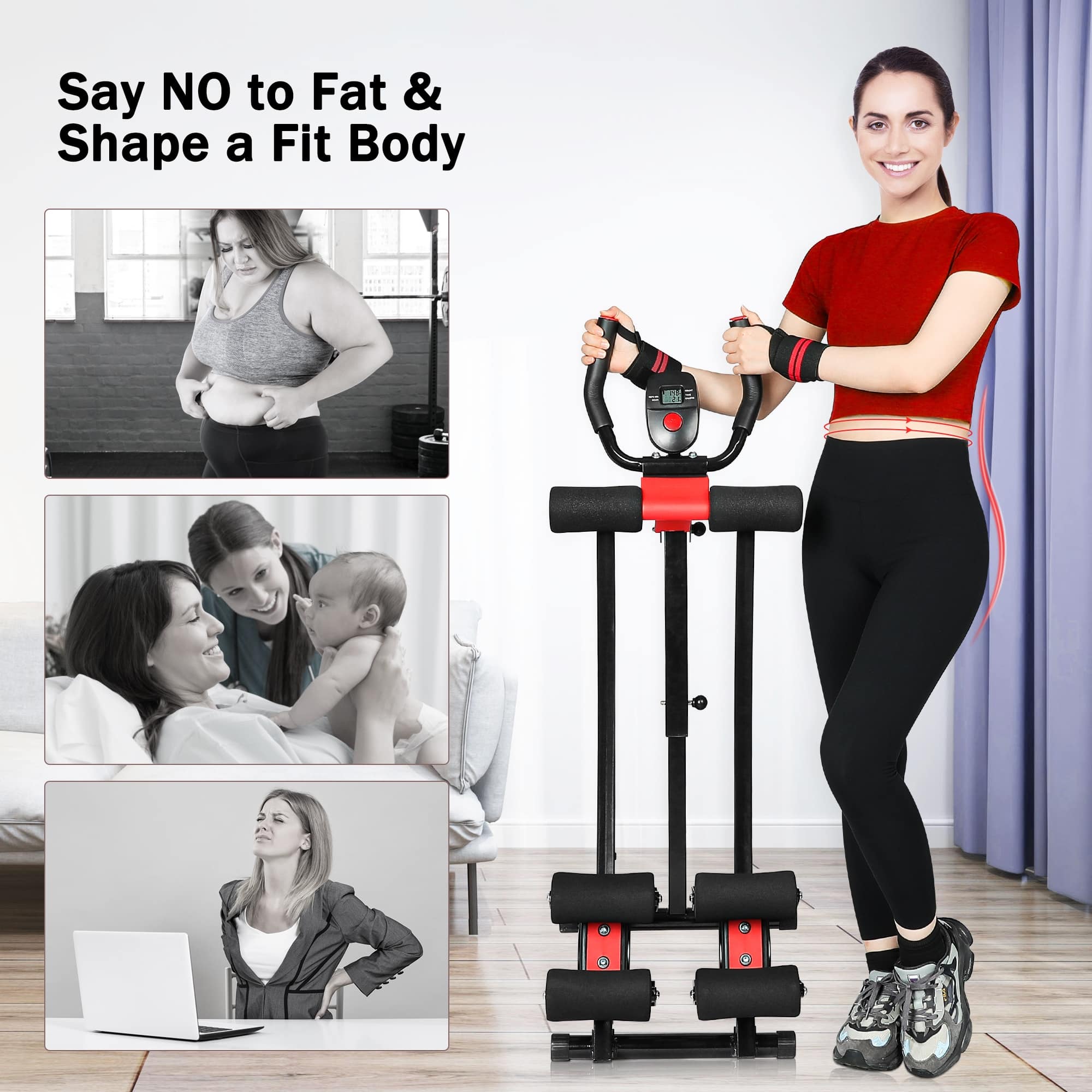 Ab Machine Foldable Core Abdominal Exercise Trainer Home Gym Fitness ...