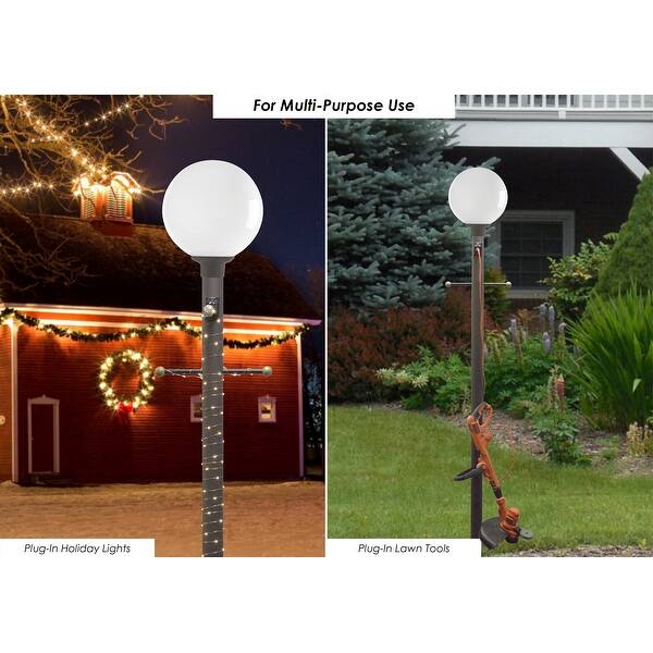 7-ft Lamp Post w/ Cross Arm, Grounded Outlet and Dusk to Dawn Photo ...