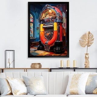 Designart "Jukeboxes Nostalgic Melodies I" Jukeboxes Framed Wall Art ...