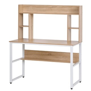 Office Computer Desk Writing Table Workstation with Storage Shelves ...