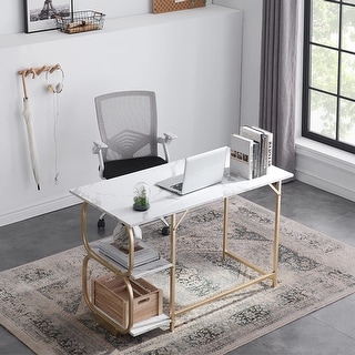 Computer Study Table with Shelves Wooden White - Bed Bath & Beyond ...
