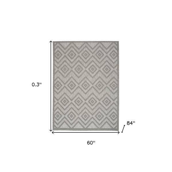 5' X 7' Silver Grey Argyle Indoor Outdoor Area Rug - 6' x 7' - Bed Bath ...