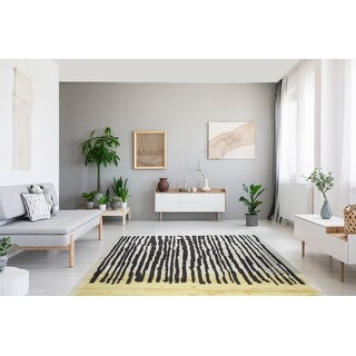 Yellow Contemporary Abstract Art Deco Area Rug - Bed Bath & Beyond ...