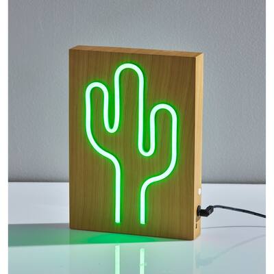 Wood Framed Neon LED Cactus Table or Wall Lamp - Bed Bath & Beyond ...