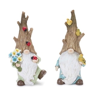 Tree Trunk Gnome Spring Figurines - 12.75" - Set of 2 - Bed Bath ...