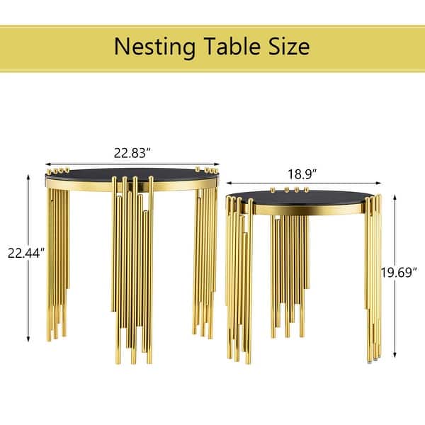 Modern Round Nesting End Tables Stacking Side Table 2-Piece Set with ...
