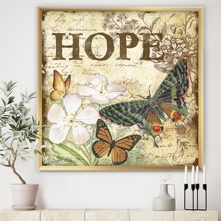 Designart "Inspirational Butterflies Hope" Cottage Framed Art Print ...