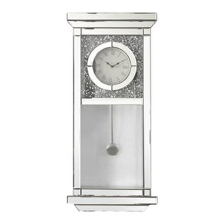 Pendulum Wall Clock with Mirror Trim and Molded Design, Silver - Bed ...