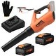 Battery Powered Cordless Blower, 380 CFM w/ 2 X 4.0Ah 20V Batteries ...