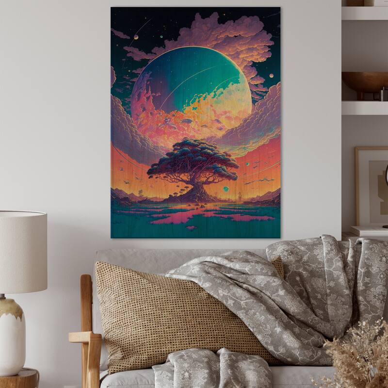 Designart 'Majestic Tree Of Wisdom In Pastel' Landscape Forest Wood ...