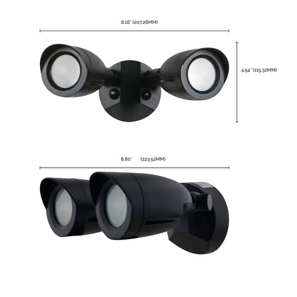 LED Security Light Dual Head Black Finish 3000K - Bed Bath & Beyond ...