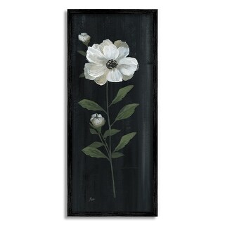 Stupell Single White Flower Sprig Stark Rustic Background Framed Wall ...