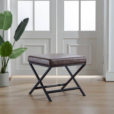 WOVENBYRD 20" Square Metal X-Base Ottoman - Overstock - 33835220