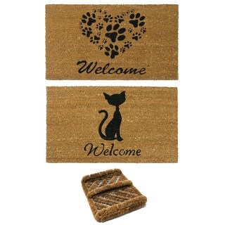 Rubber-Cal "Cat Doormat Kit" - 2 Cat Doormats & 1 Coir Boot Scraper ...