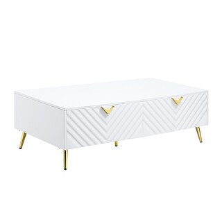 20" White Manufactured Wood And Metal Rectangular Coffee Table With ...
