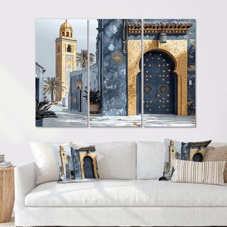 Designart "Gold Casablanca City Marrocco Door I" Morocco Metal Set Of 3 ...
