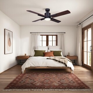 LOXLEY 4-Blade Ceiling Fan Modern Rustic Indoor Fan with LED Light and ...