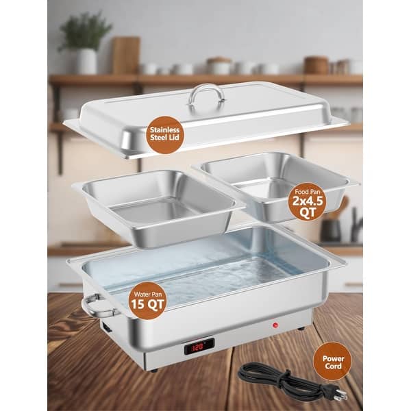 2 x 4.5QT Half-Size Stainless Steel Chafing Dish Buffet Set with ...
