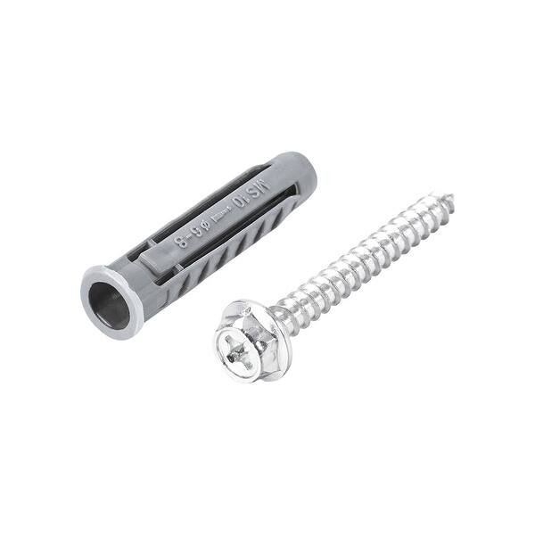 10x50mm Plastic Expansion Tube for Drywall with Hex Screws Gray 10pcs ...