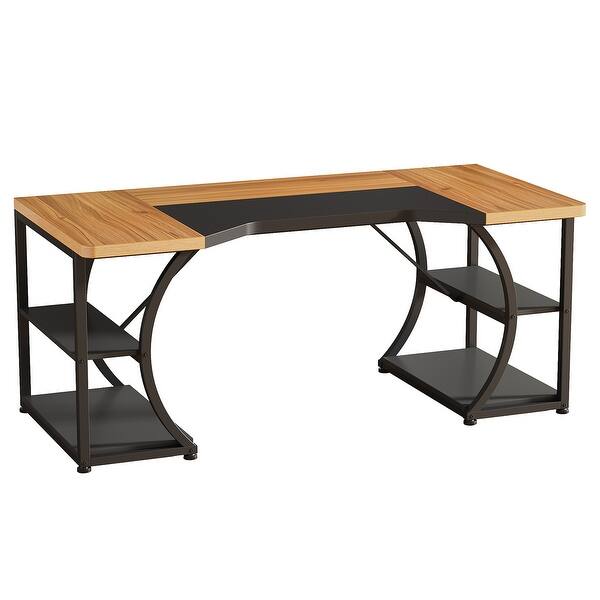 63'' Large Computer Desk with Storage Shelves, Writing Table Office ...