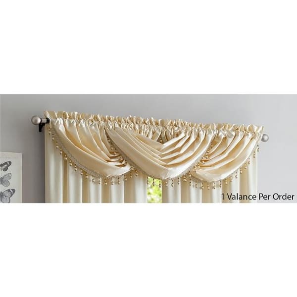Bridget Crushed Satin Rod Pocket Panel and Waterfall Valance Window ...