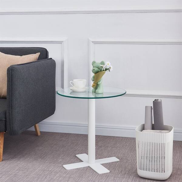 Tempered Clear Round Glass Side Table with Leg - Bed Bath & Beyond ...