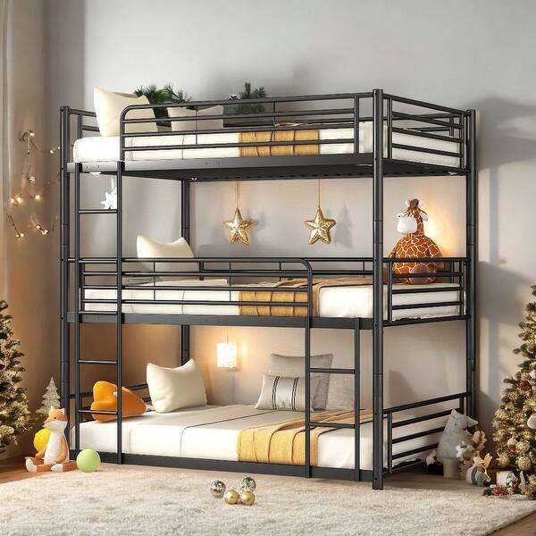 Full-Full-Full Metal Triple Bed Divided into Three Separate Beds with ...
