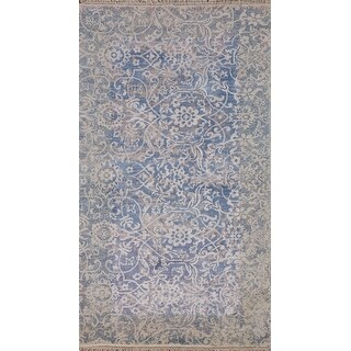 Blue Abstract Modern Accent Rug Handmade Wool Carpet - 2'8"x 5'0" - Bed ...