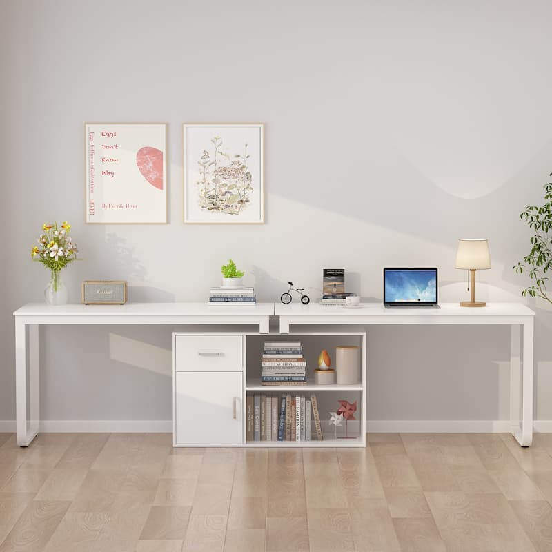 White Reversible L Shape Desk Rotating Desk Working Desk Computer - On ...