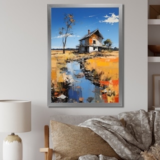 Designart "Farmhouse Farmstead Abstractions An" Farm Framed Wall Art ...